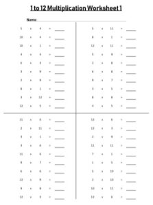 1 to 12 Times Table Worksheets - Free Downloads | Multiplication Tables ...