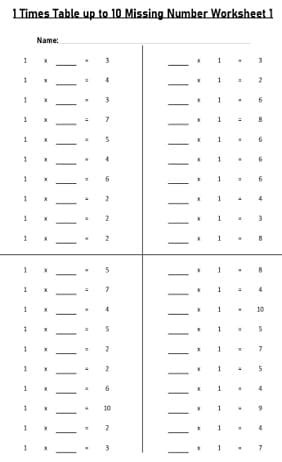 1 Times Tables Worksheets and Tables - Free Downloads | Multiplication ...